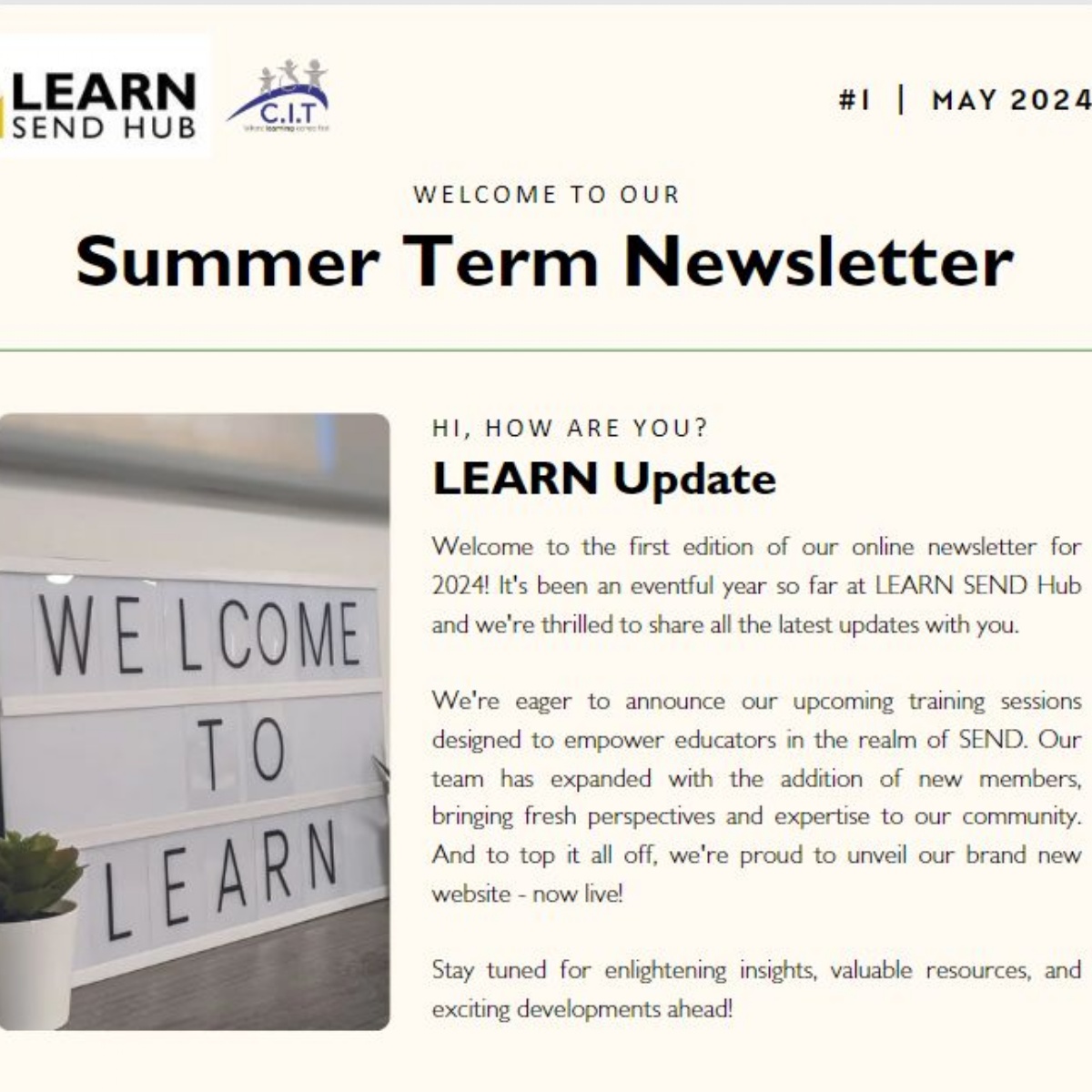LEARN SEND Hub - May 2024 Newsletter