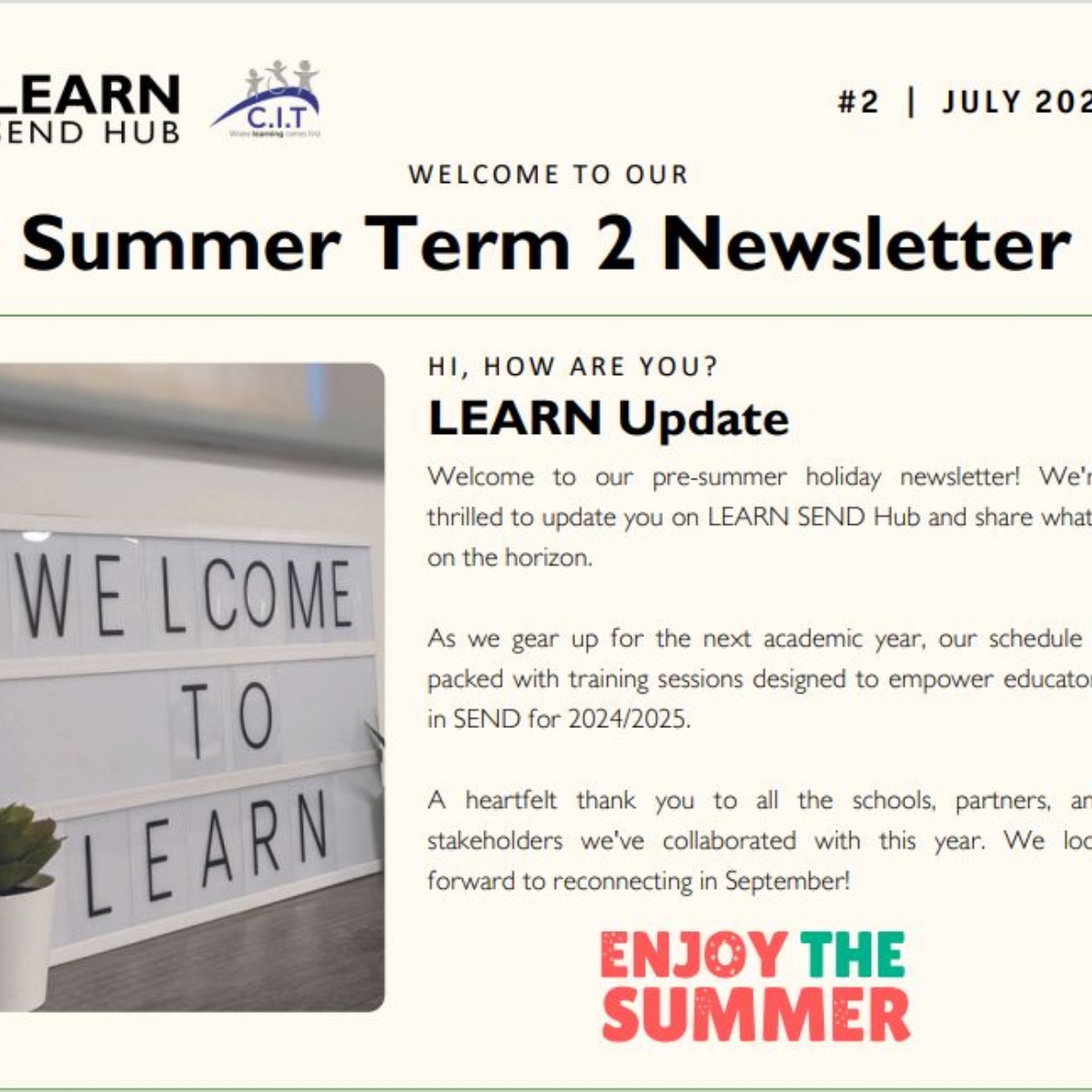 LEARN SEND Hub - July 2024 Newsletter